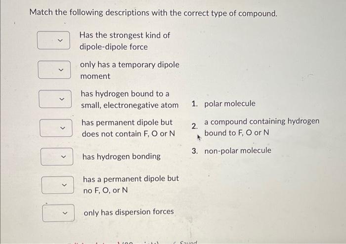 Solved Match the following descriptions with the correct | Chegg.com