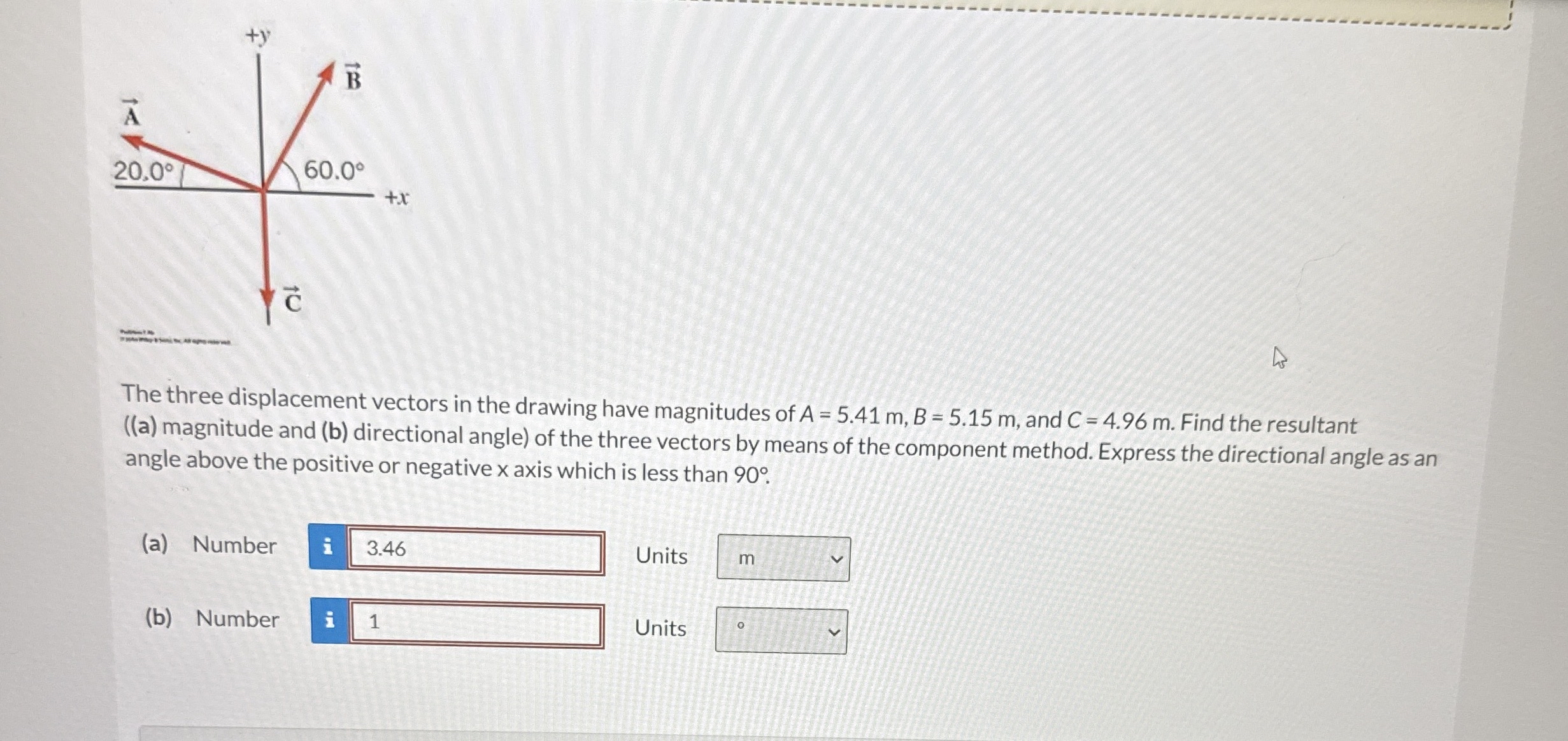 Solved The three displacement vectors in the drawing have | Chegg.com