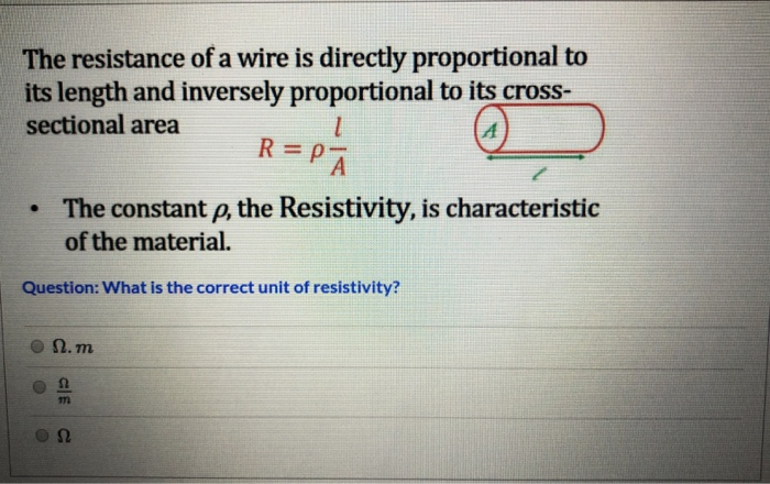Solved The resistance of a wire is directly proportional to | Chegg.com Solved The resistance of a wire is directly proportional to | Chegg.com