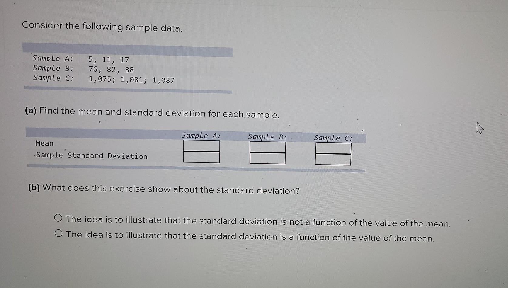 Solved Consider the following sample data. Sample A: Sample | Chegg.com