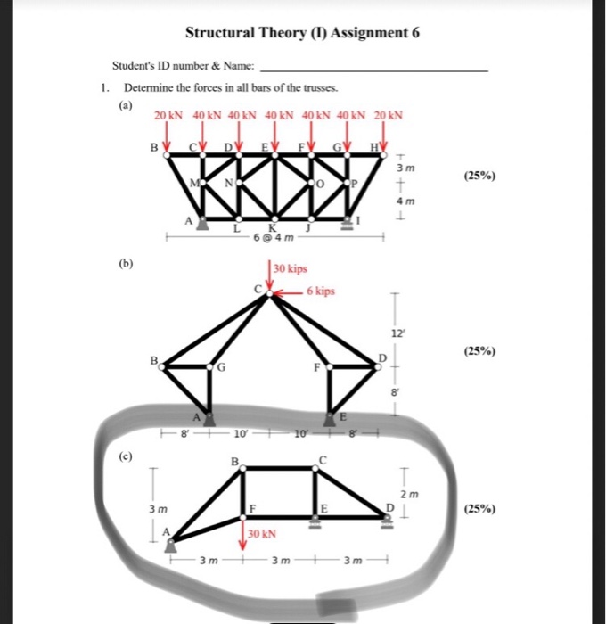 Solved Structural Theory (1) Assignment 6 Student's ID | Chegg.com