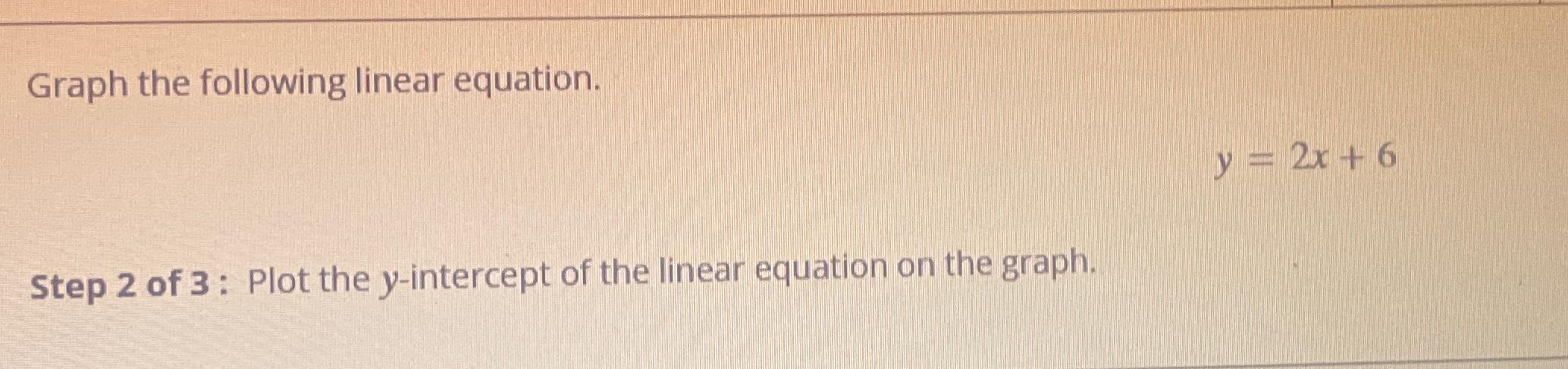 Solved Graph The Following Linear Equation Y 2x 6step 2 ﻿of