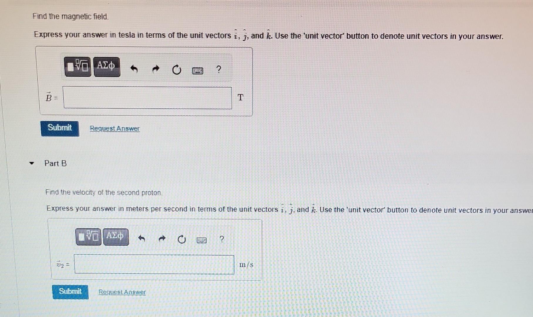 Solved A proton moving with velocity v1=3.6×104j^ m/s | Chegg.com