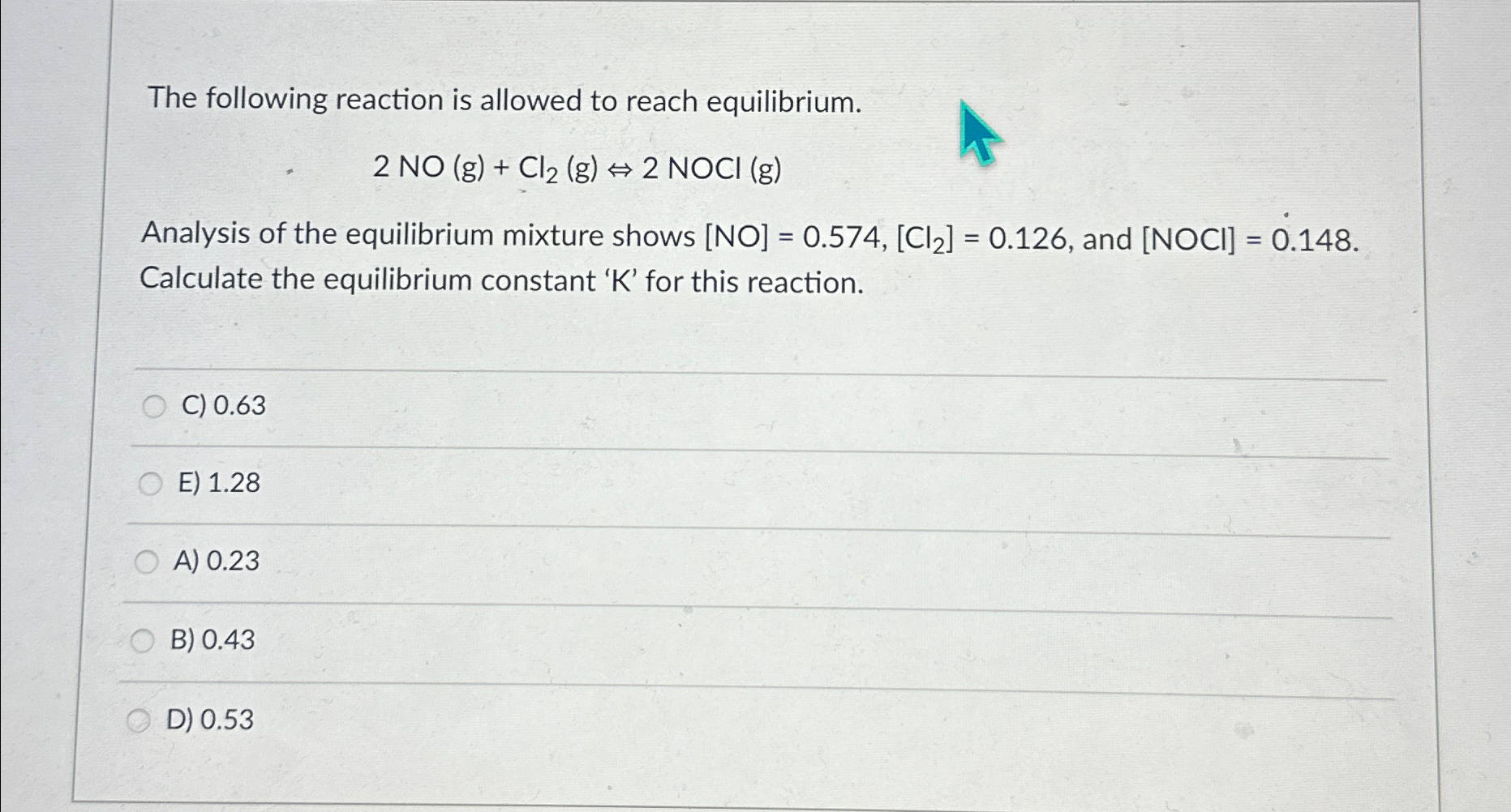 Solved The following reaction is allowed to reach | Chegg.com