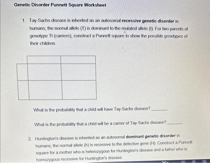 Solved 1. Tay-Sachs disease is inherited as an autosomal | Chegg.com
