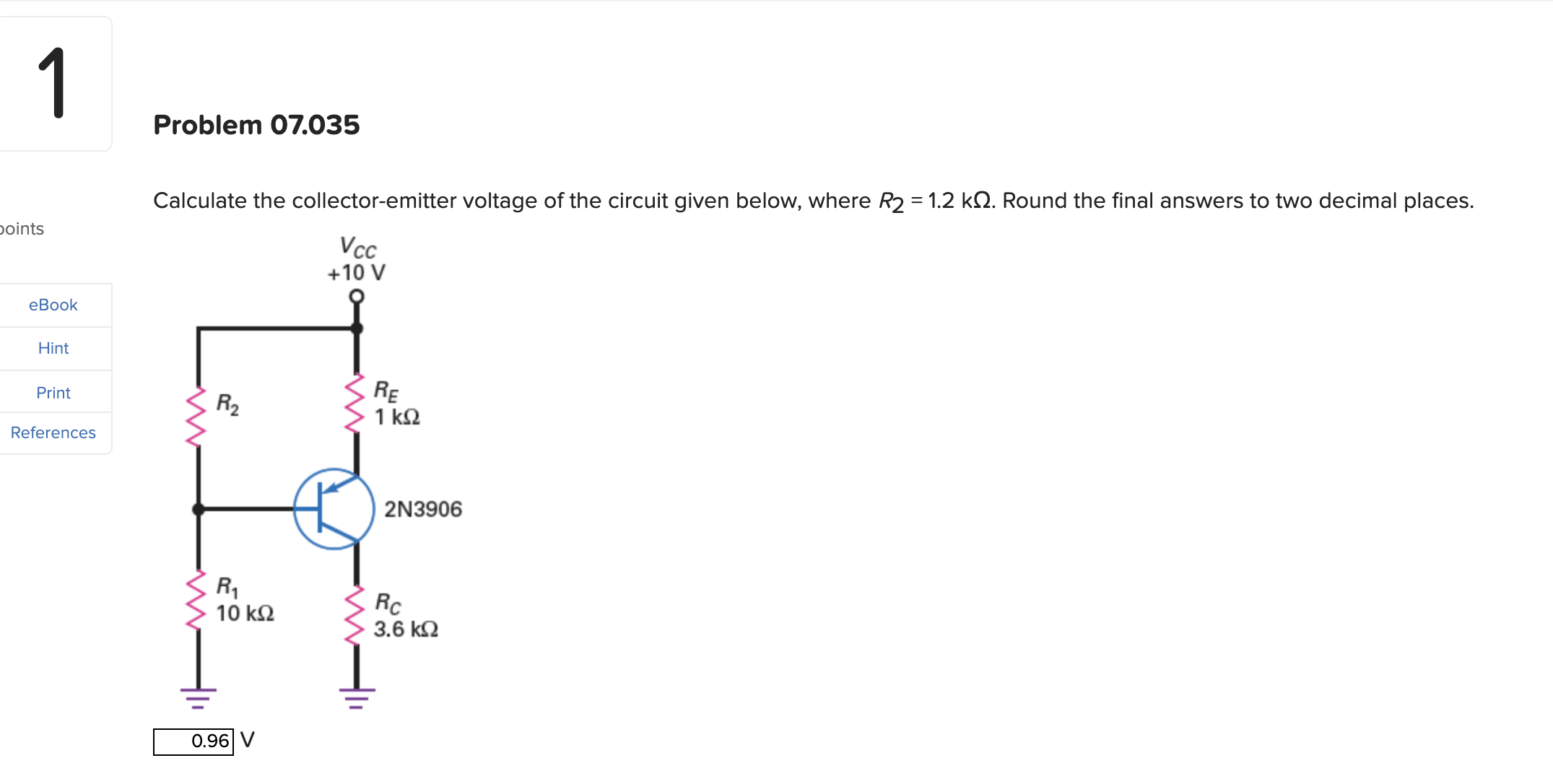 Solved Calculate the collector-emitter voltage of ﻿the | Chegg.com