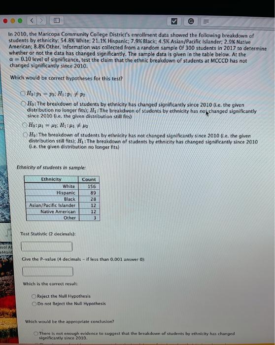 Solved In 2010, the Maricopa Community College District's | Chegg.com