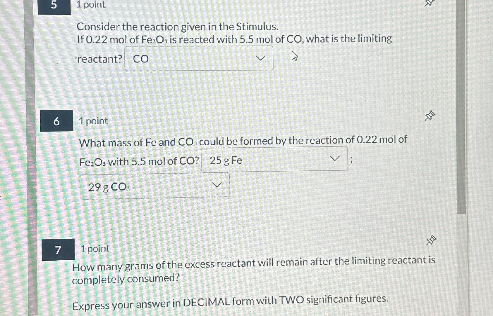 Solved 5,1 point \\nConsider the reaction given in the | Chegg.com
