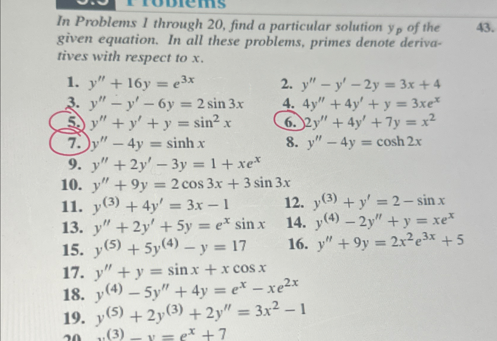 Solved In Problems I through 20, ﻿find a particular solution | Chegg.com