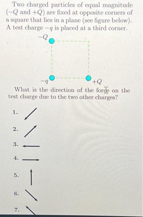 Solved Two charged particles of equal magnitude (−Q and +Q) | Chegg.com