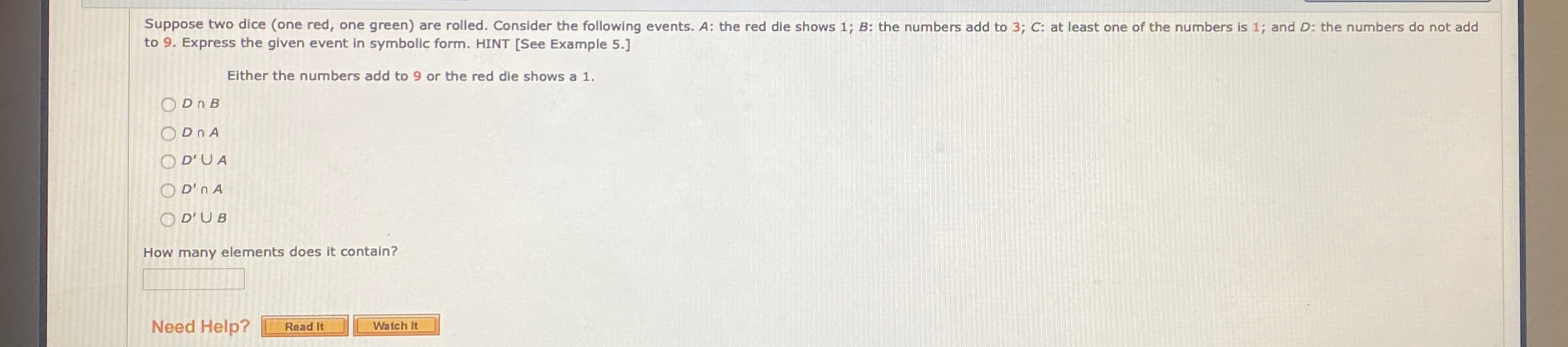 to 9. ﻿Express the given event in symbolic form. HINT | Chegg.com