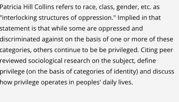 Solved Patricia Hill Collins refers to race, class, gender, | Chegg.com