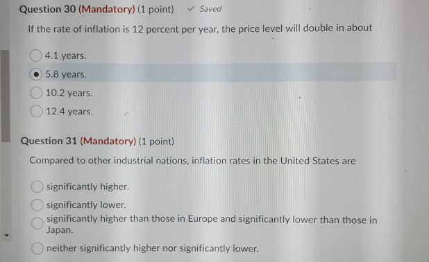 Solved Question 30 (Mandatory) (1 point) Saved If the rate | Chegg.com