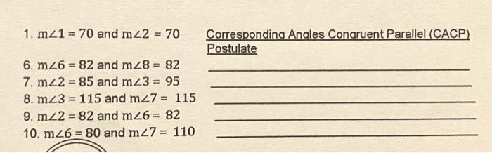 1. m_1 = 70 and m_2 = 70 Corresponding Angles | Chegg.com