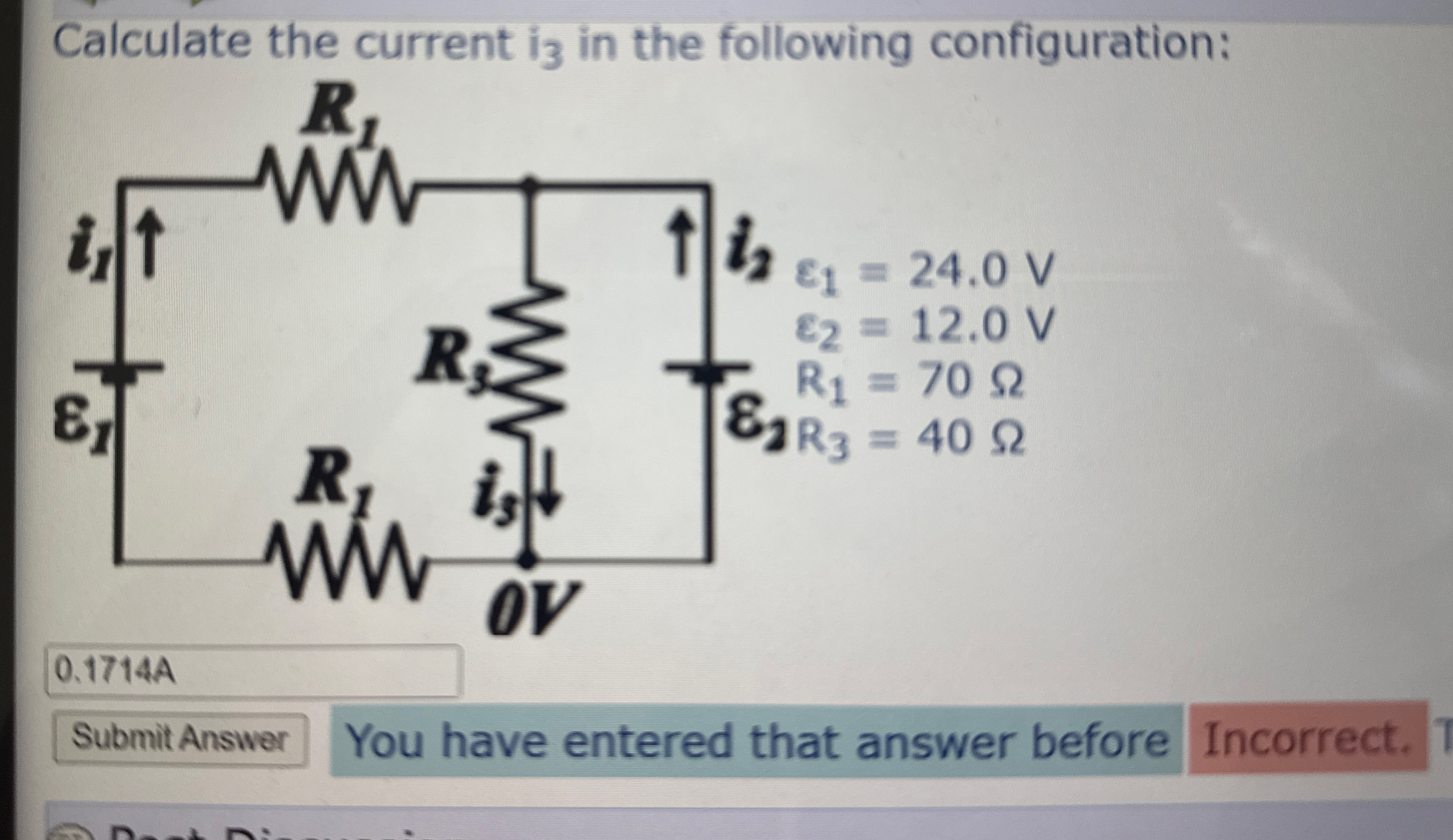 Solved Calculate the current i3 ﻿in the following | Chegg.com