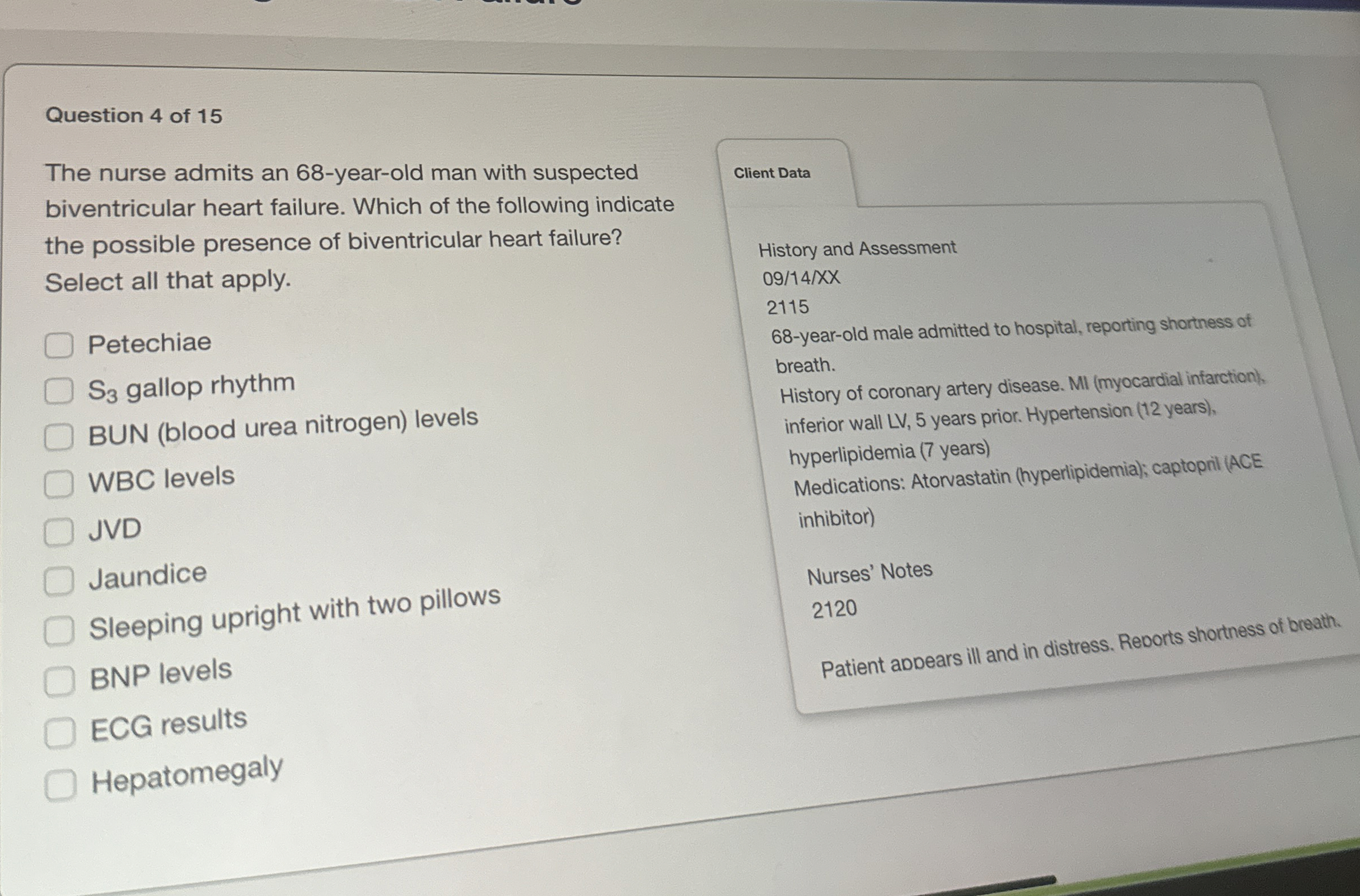 High Quality SOLUTION Question 4 ﻿of 15The nurse admits an 68-year-old man | Chegg.com