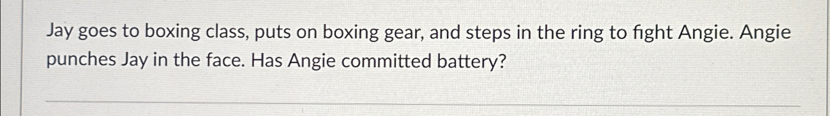 Solved Jay goes to boxing class, puts on boxing gear, and | Chegg.com