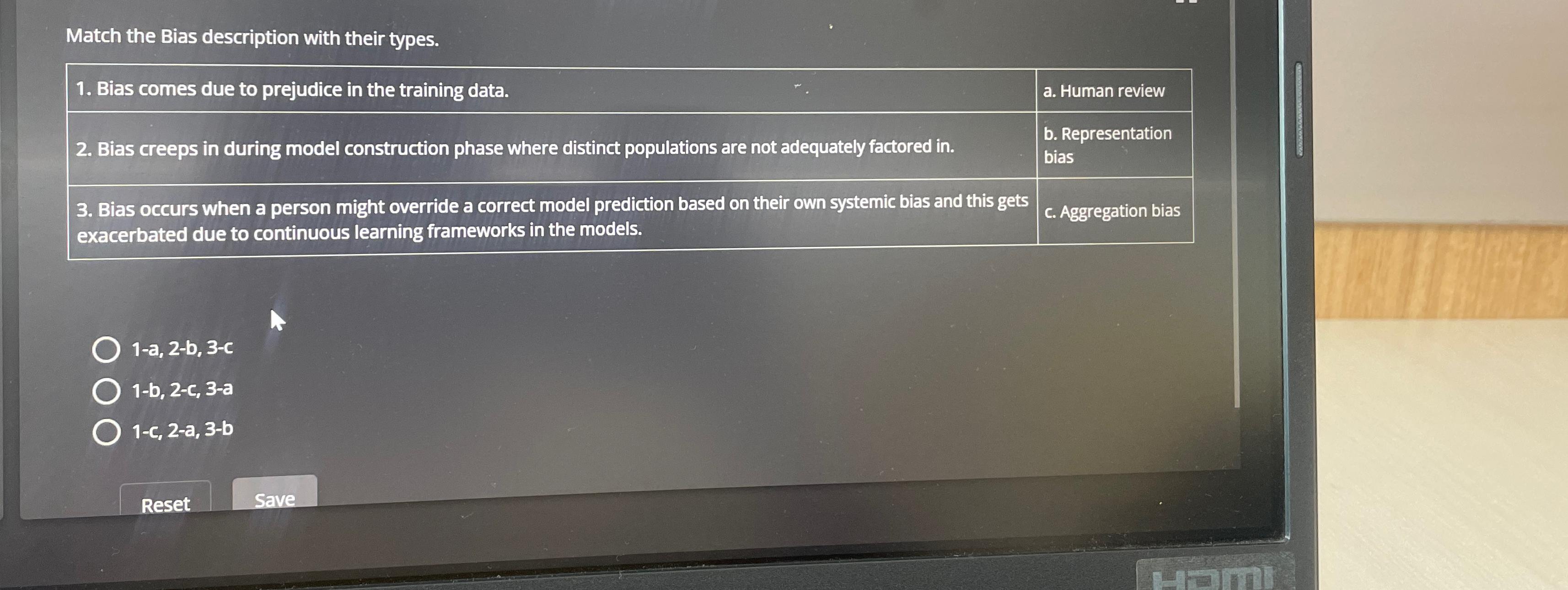 Solved Match the Bias description with their types. | Chegg.com