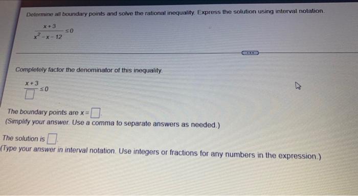 Solved Determine all boundary points and solve the rational | Chegg.com