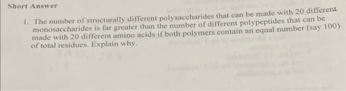 hort Answer 1. The number of structurally different | Chegg.com