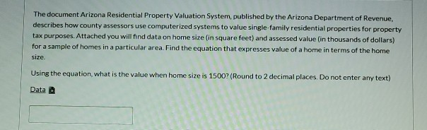 Solved The document Arizona Residential Property Valuation | Chegg.com