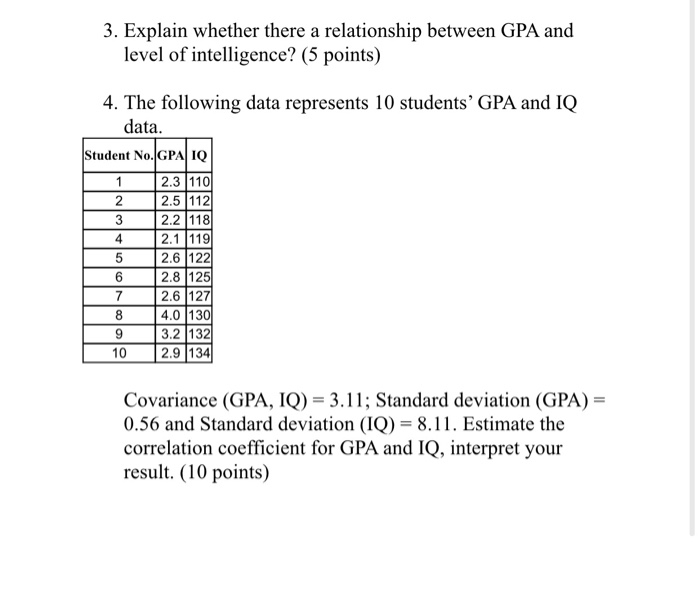 Solved 3. Explain whether there a relationship between GPA | Chegg.com