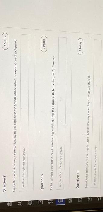 Solved Question 8 Explain the mountain of motor development. | Chegg.com