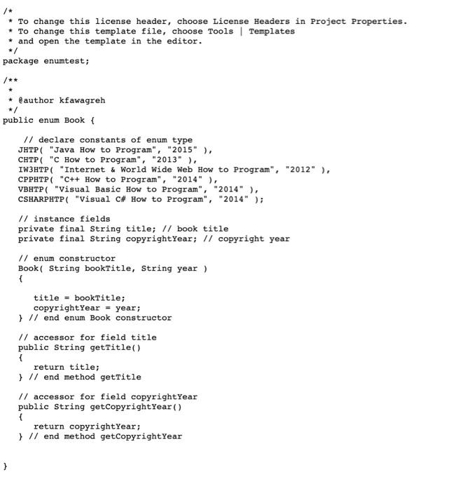 Solved Consider the classes Book and Enum Test discussed in | Chegg.com