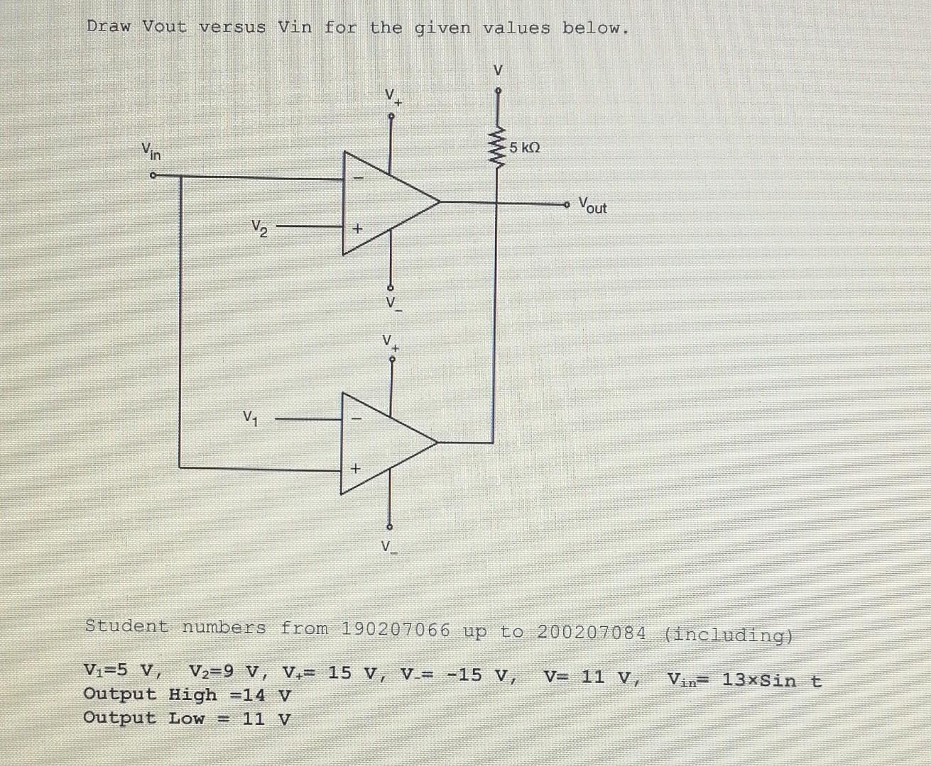 Solved Draw Vout versus Vin for the given values | Chegg.com