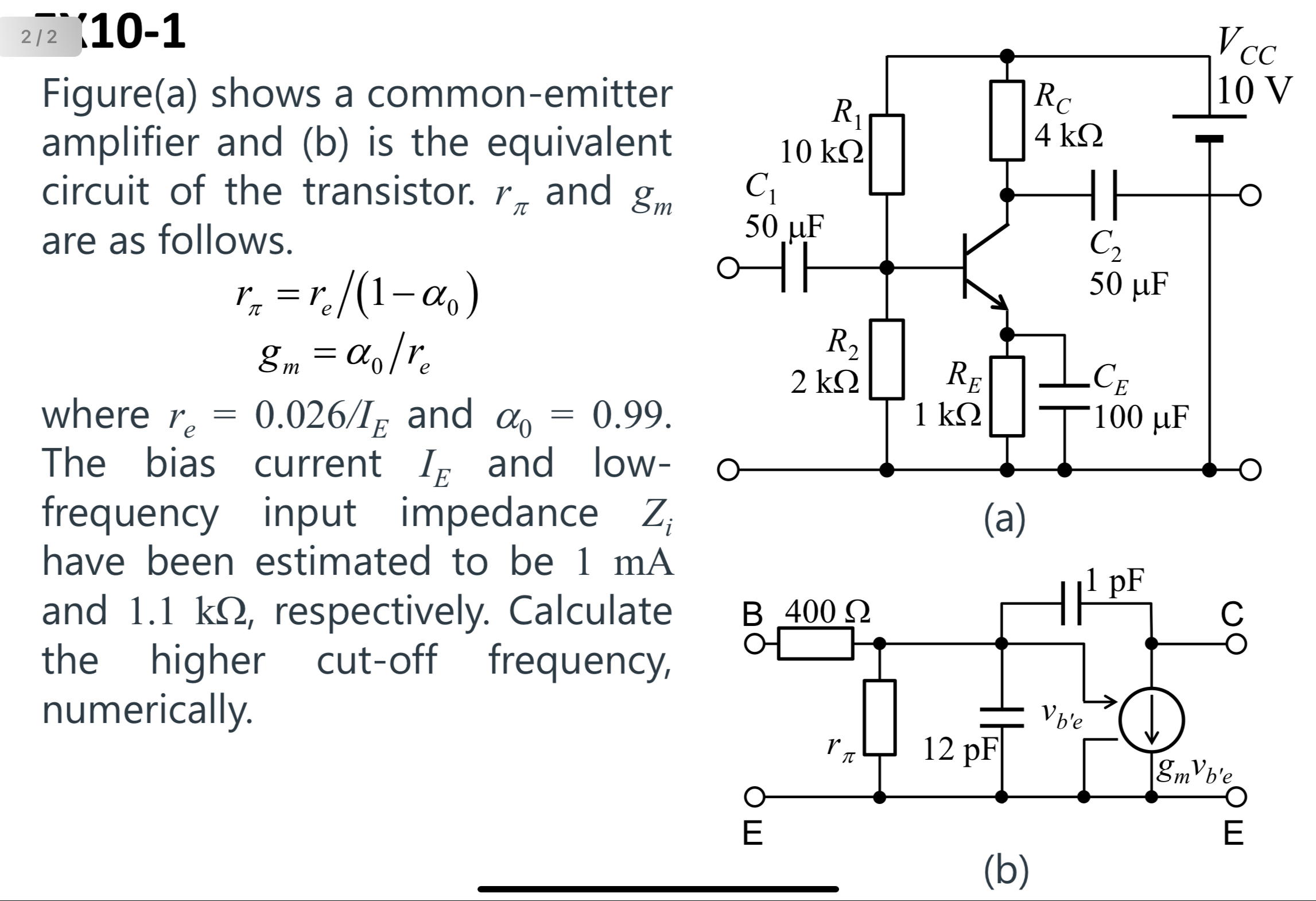Solved Figure(a) ﻿shows a common-emitter amplifier and (b) | Chegg.com
