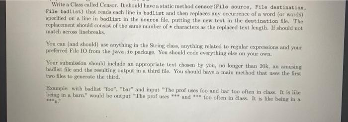 Solved Write a Class called Censor. It should have a static | Chegg.com