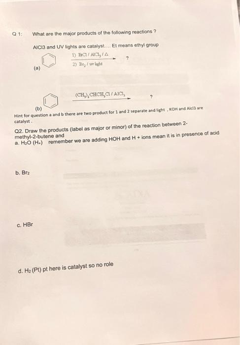 Solved Q3. Write structural formulas for the products and | Chegg.com