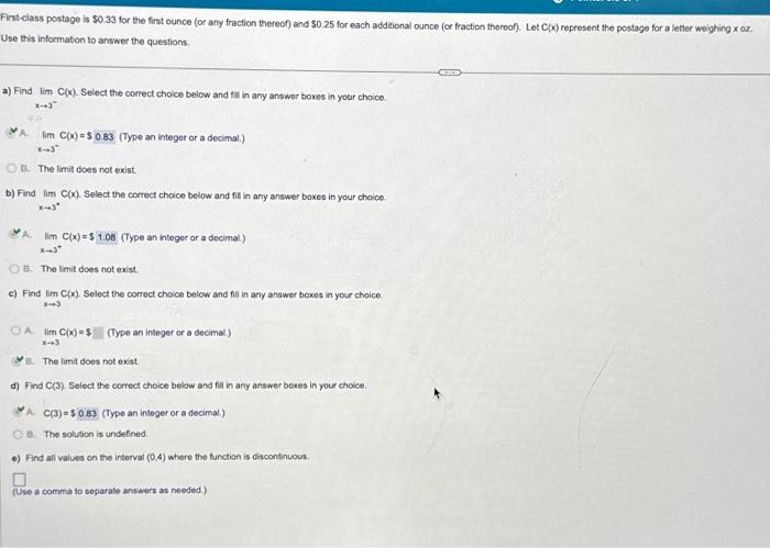 Solved First-dass postage is $0.33 for the first ounce (or | Chegg.com