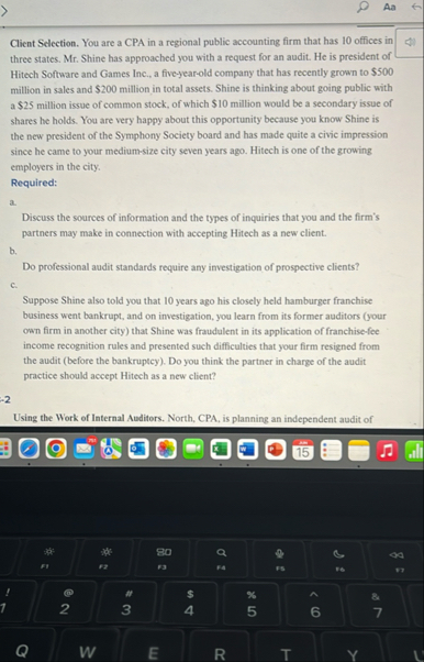 Solved Client Selection. You are a CPA in a regional public | Chegg.com