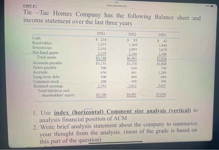 Solved Tic -Tac Homes Company has the following Balance | Chegg.com