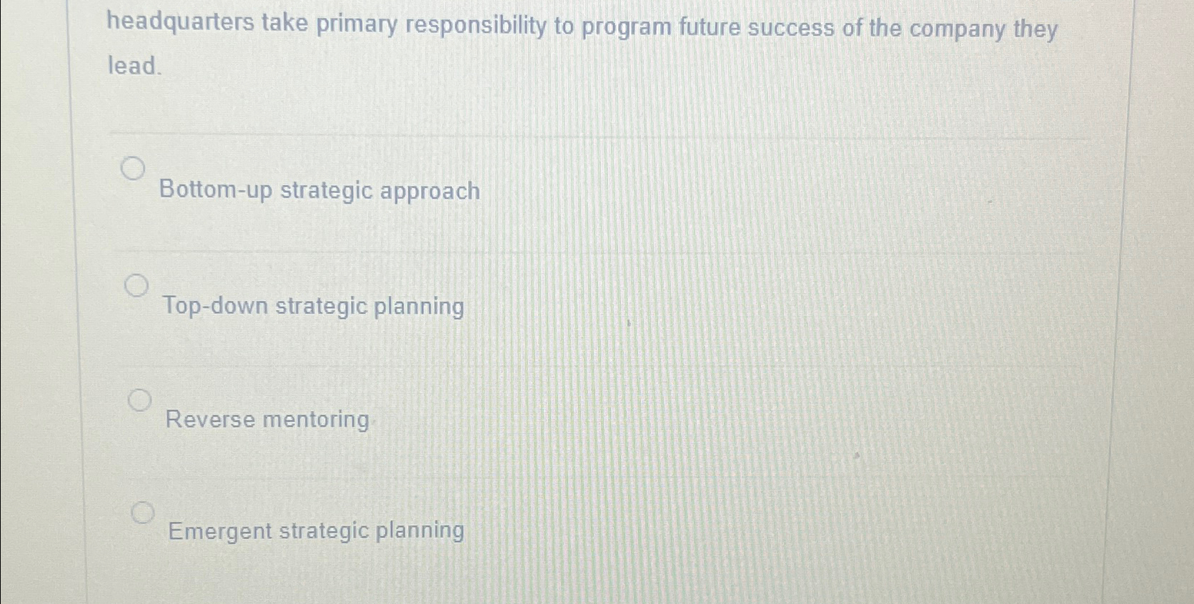 Solved headquarters take primary responsibility to program | Chegg.com