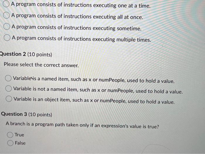 Solved A program consists of instructions executing one at a | Chegg.com