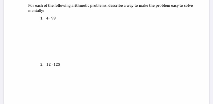 Solved For each of the following arithmetic problems, | Chegg.com