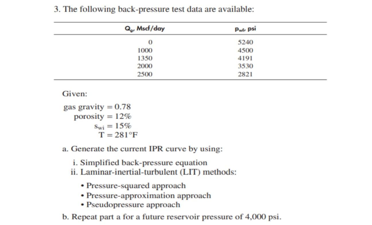 3. The following back-pressure test data are | Chegg.com