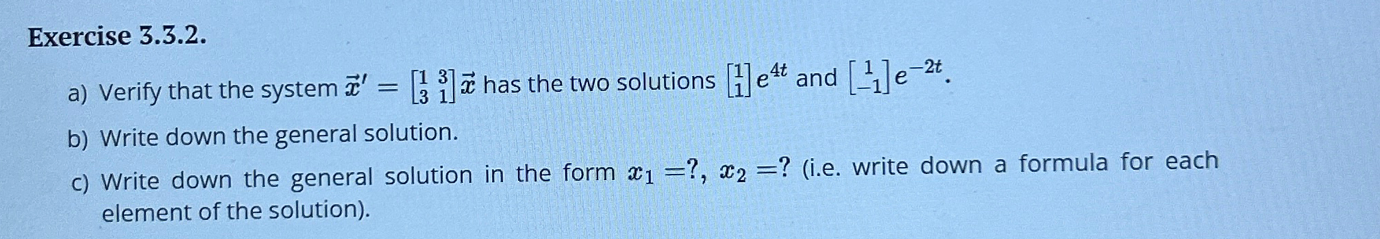 Solved Exercise 3.3.2.a) ﻿Verify that the system | Chegg.com