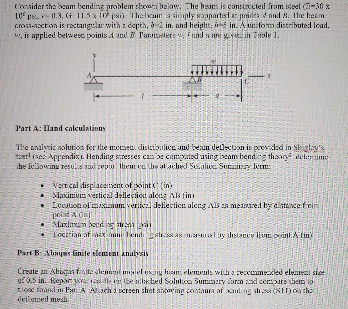 Solved Beam Bending analysis. Will thumbs up :) w = 1000 l | Chegg.com