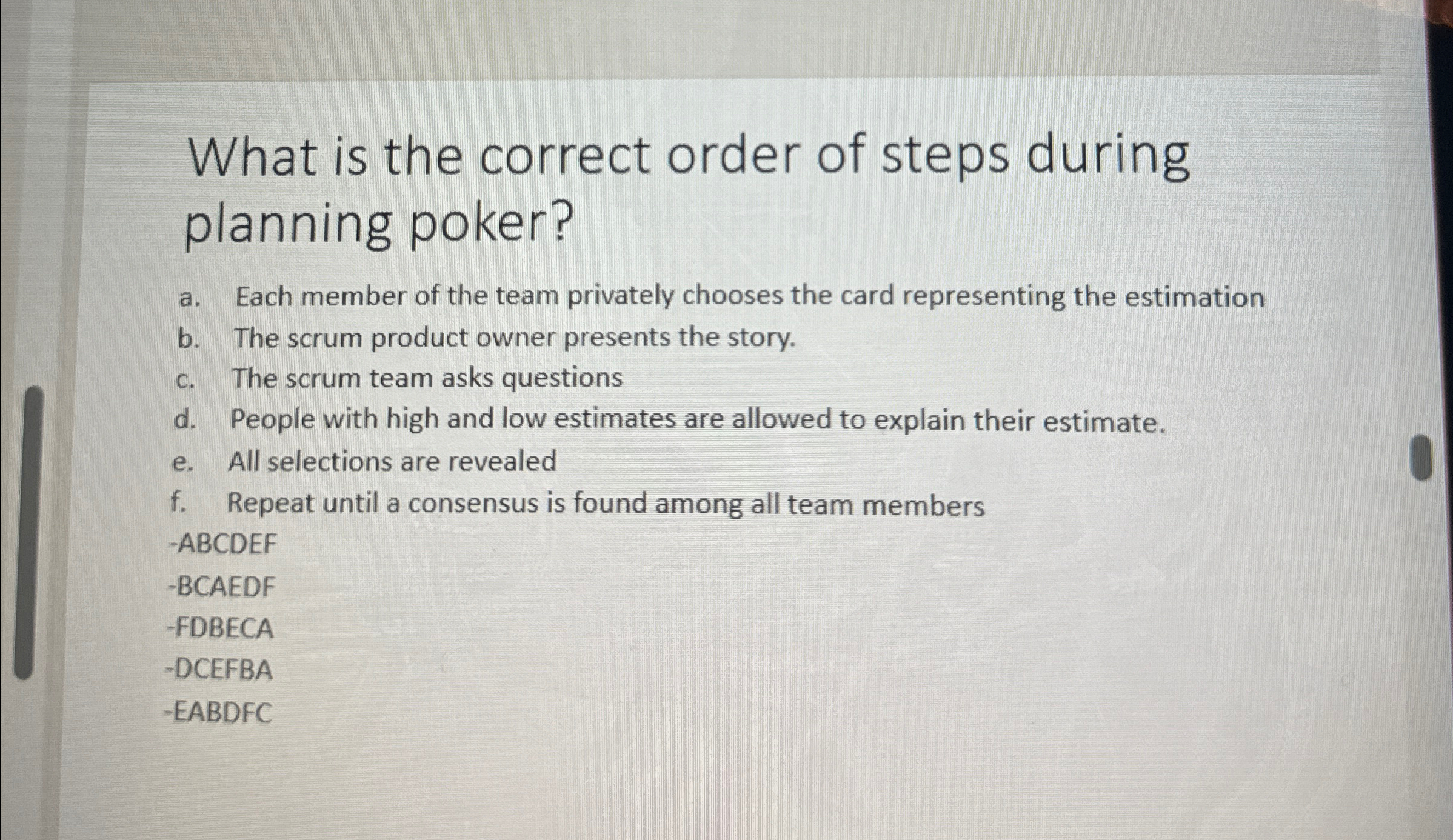 Solved What is the correct order of steps during planning | Chegg.com