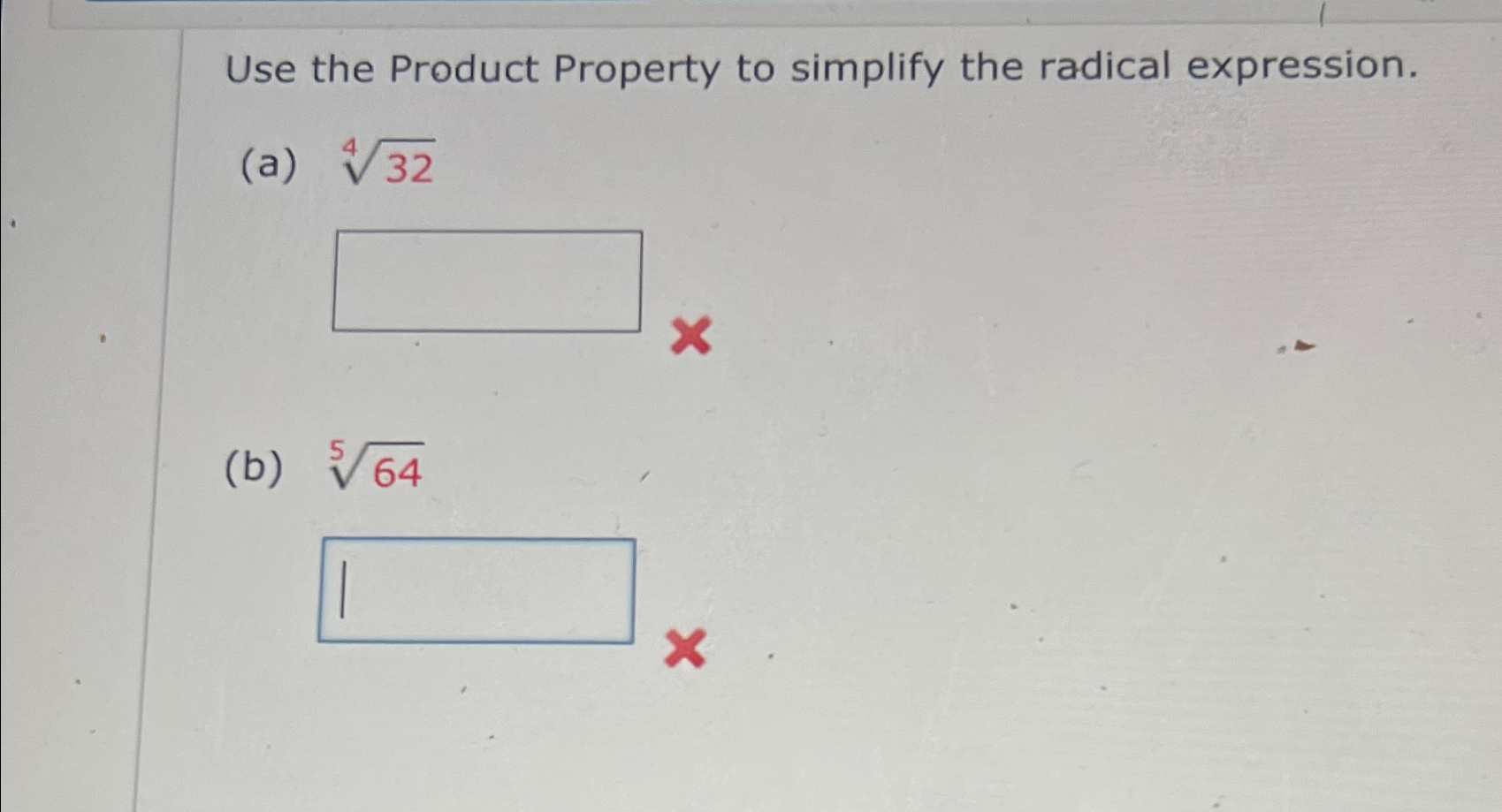 Solved Use the Product Property to simplify the radical | Chegg.com