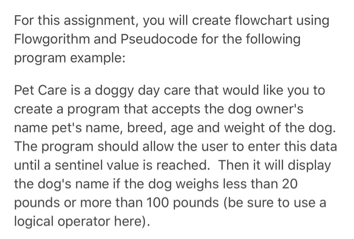Solved For this assignment, you will create flowchart using | Chegg.com