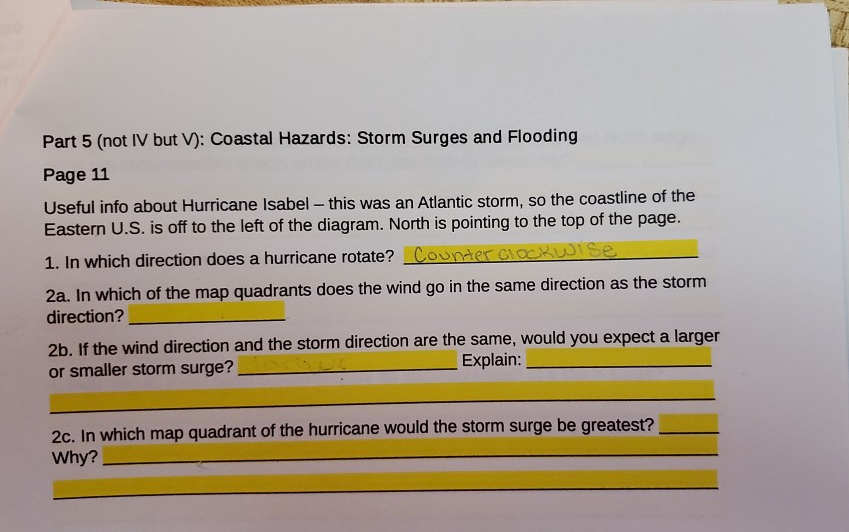 Solved Part IV. Coastal Hazards: Storm Surges and Flooding | Chegg.com