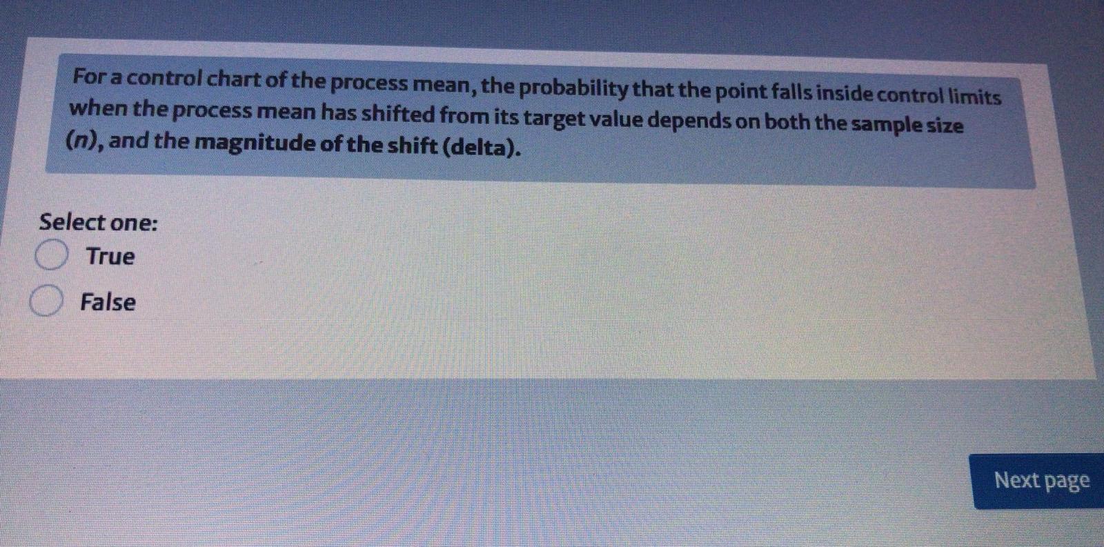 Solved For a control chart of the process mean, the | Chegg.com