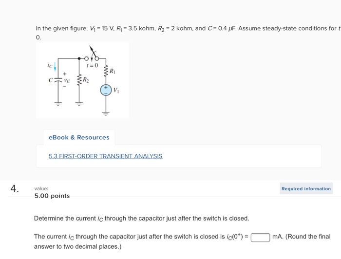Solved In the given figure, V1 = 15 V, R1 = 3.5 kohm, R2 = 2 | Chegg.com