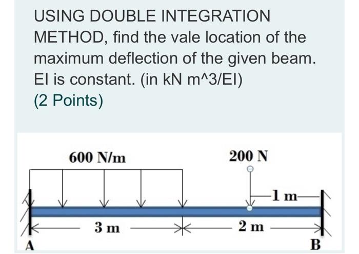 Solved USING DOUBLE INTEGRATION METHOD, find the vale | Chegg.com