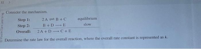 Solved Consider the mechanism. \begin{tabular}{ccc} Step 1: | Chegg.com