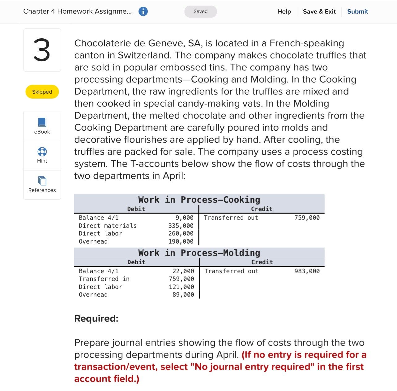 Solved Chapter 4 ﻿Homework Assignme...(i)SavedHelpSave & | Chegg.com